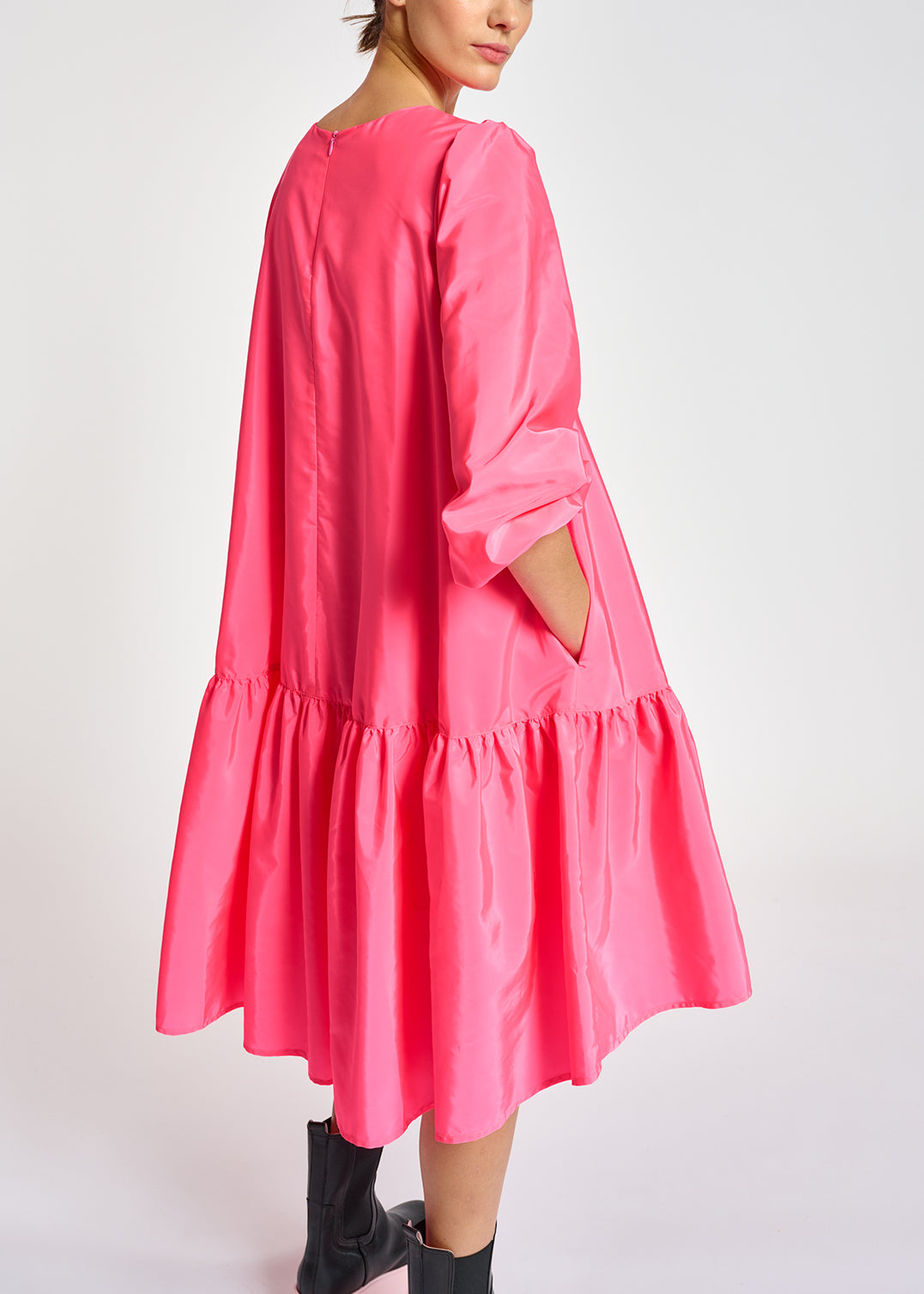 Neon pink oversized mini dress